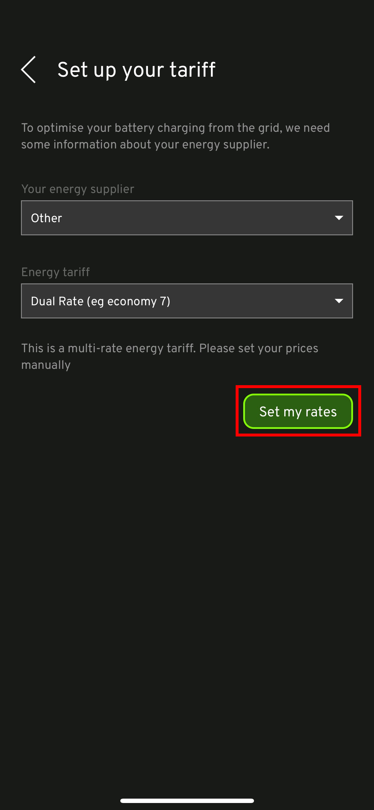 How to set up your energy tariff in the myenergi app – Help Centre GB